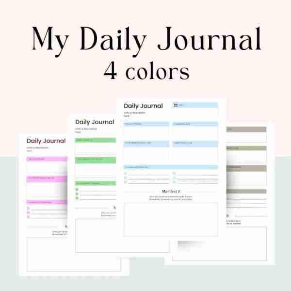 My Daily Journal – 4 Colors Variations – The Ultimate Templates